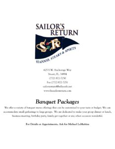 Banquet Menu - Sailor's Return Restaurant